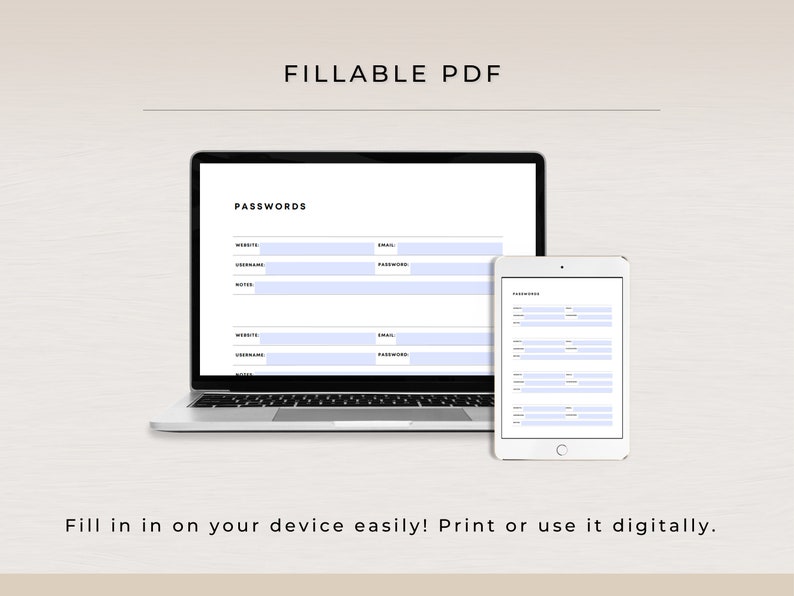 Password Tracker Printable & Fillable, Password Keeper, Password ...
