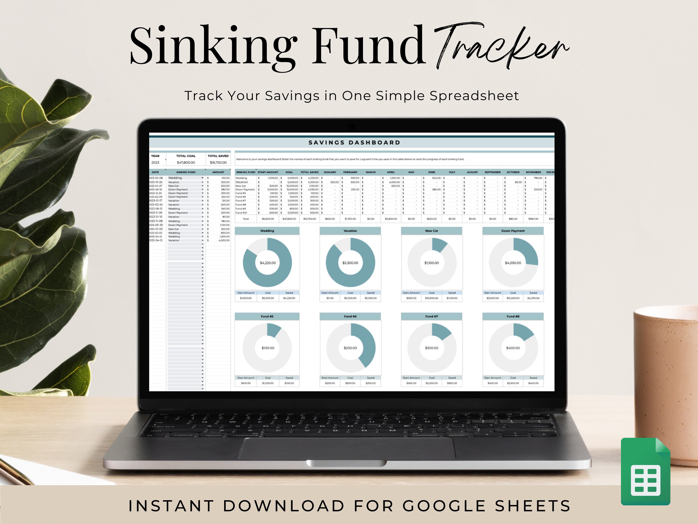 Sinking Fund Tracker, Savings Tracker, Sinking Funds, Sinking Fund ...