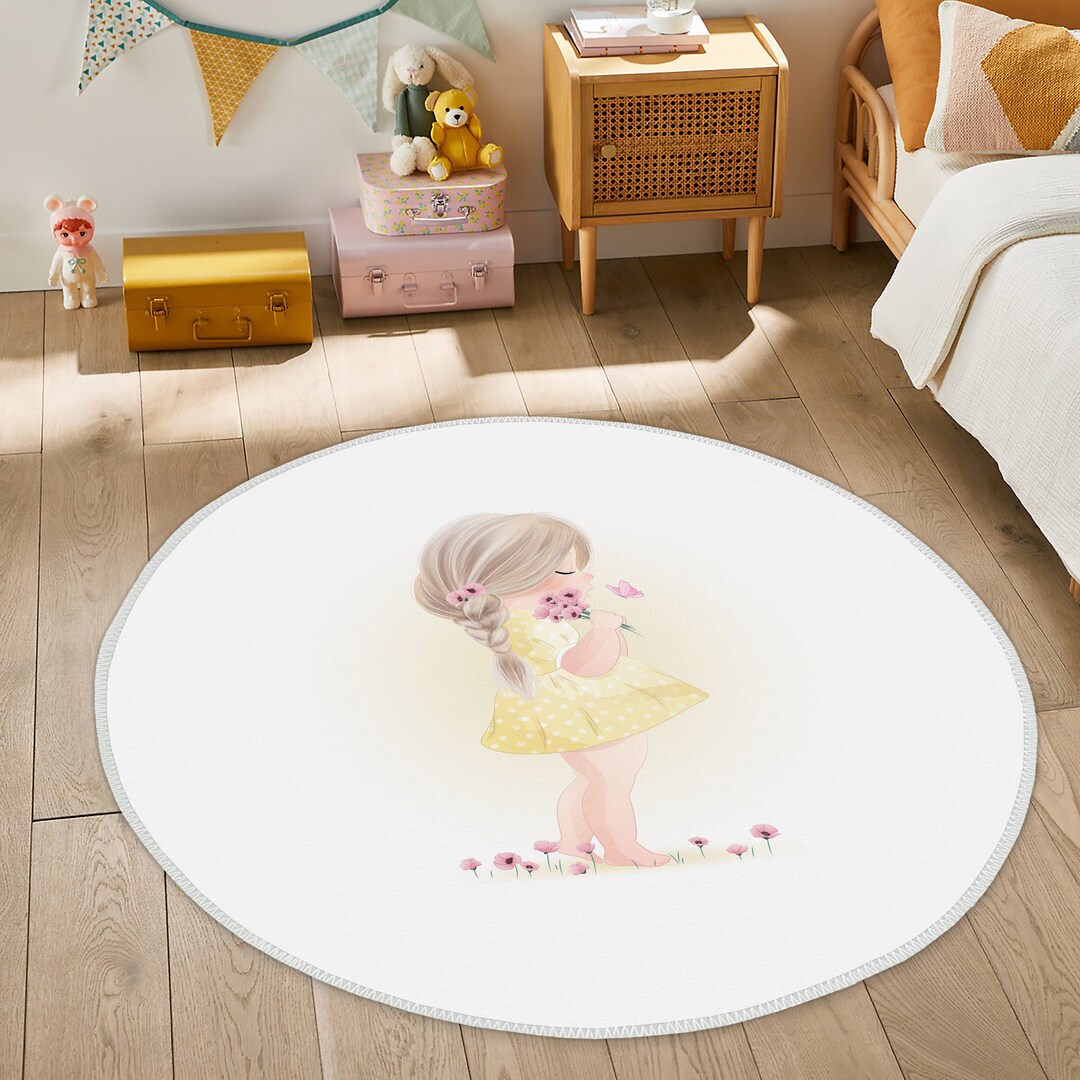 Fairytale Kids Rug Floral Girl's Rug Baby Rug Pink - Etsy