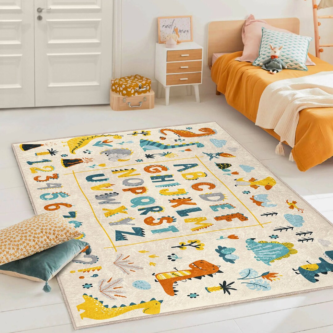 Letter Carpet Number Kids Carpet Dinosaur Figure Educational - Etsy UK