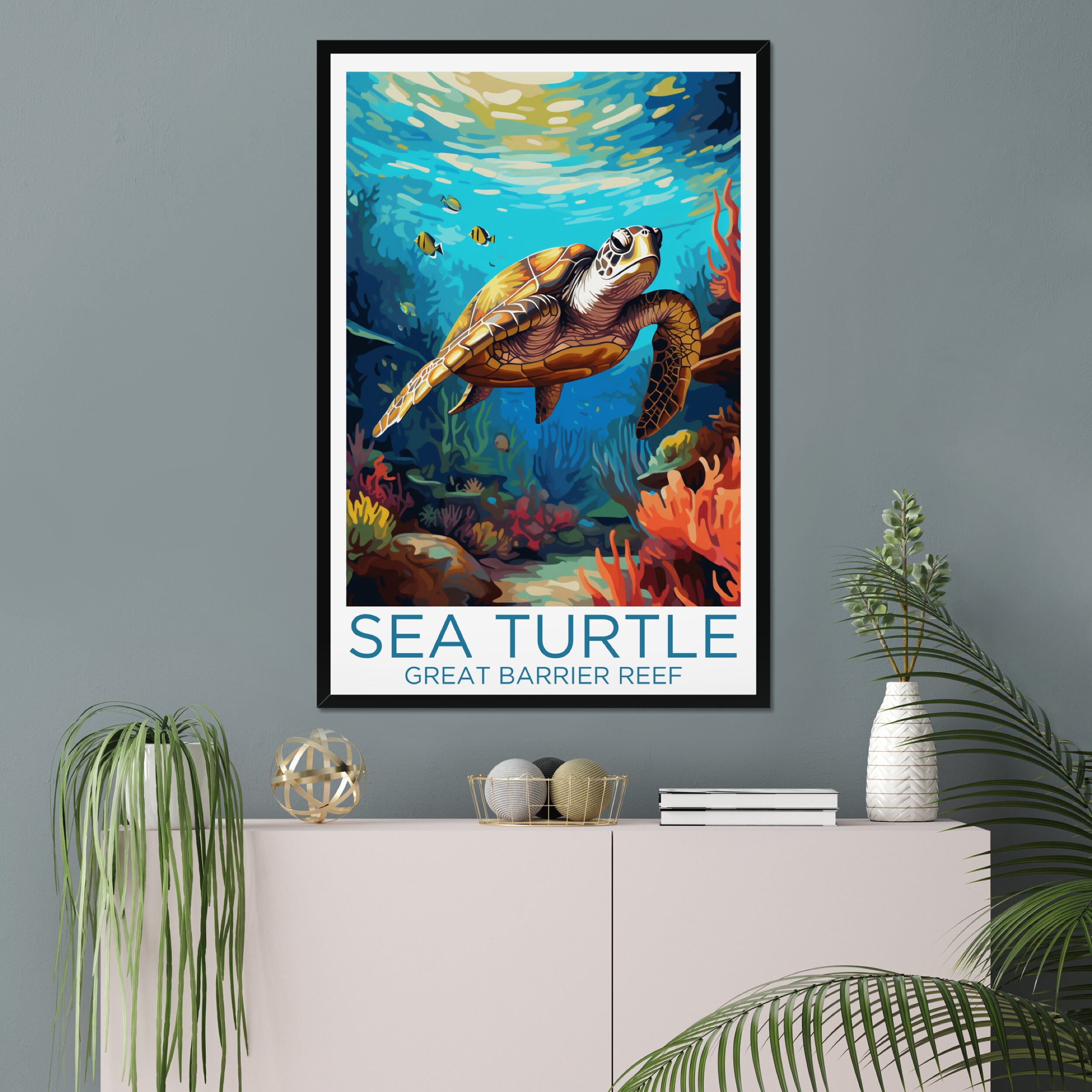Sea Turtle Animal Digital Download Wall Art Tortoise Ocean Poster Home ...