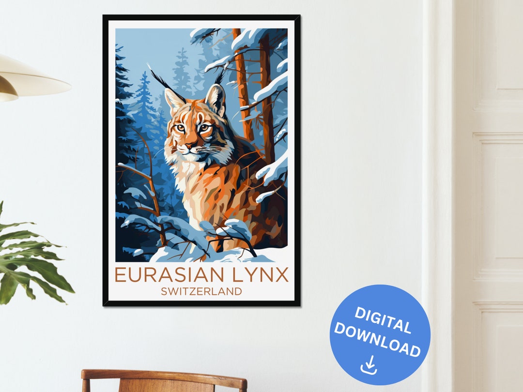 Eurasian Lynx Animal Digital Download Wall Art Cat Woods Poster Home ...
