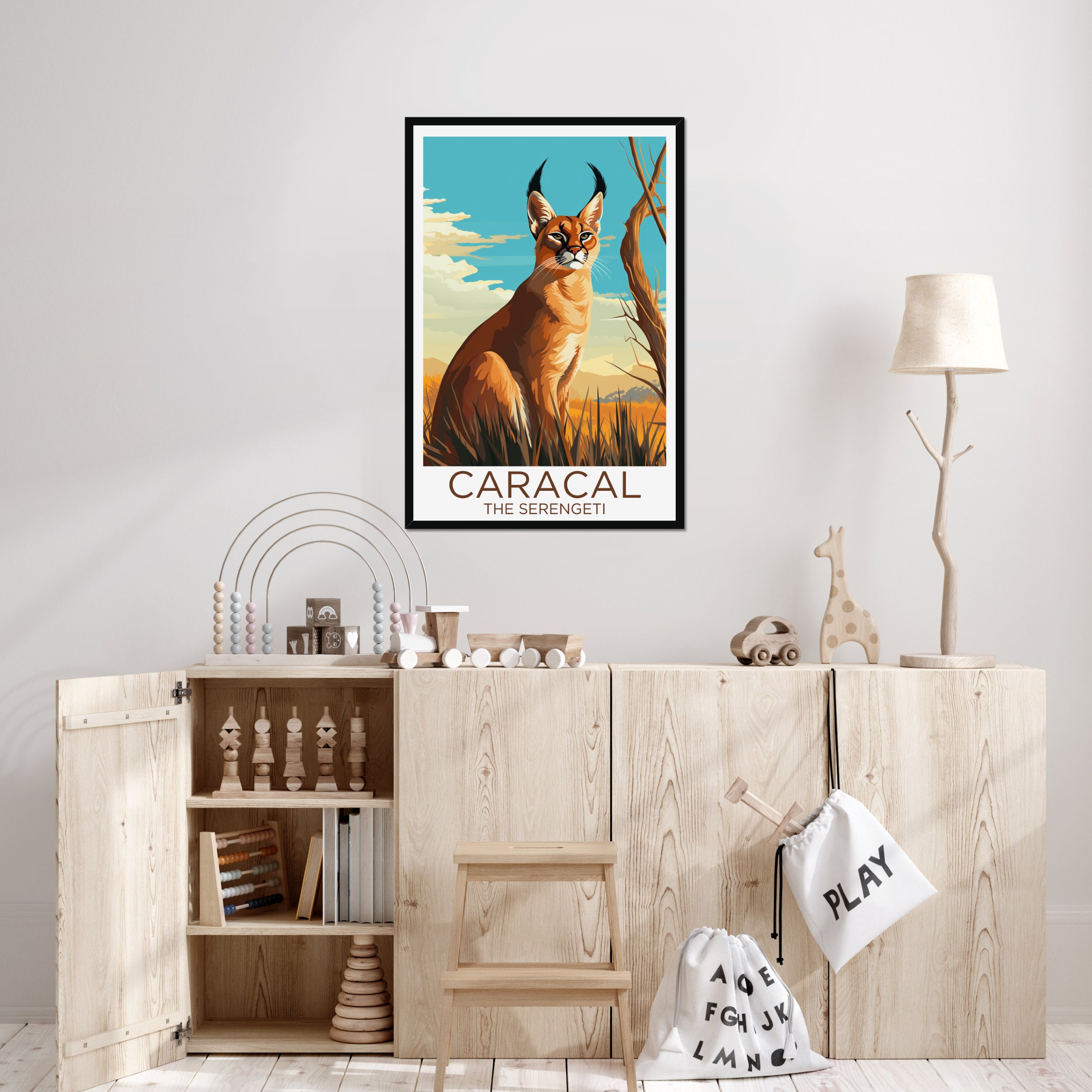 Caracal Animal Wall Art Big Cat Tanzania Poster Home Decor Animal Lover ...