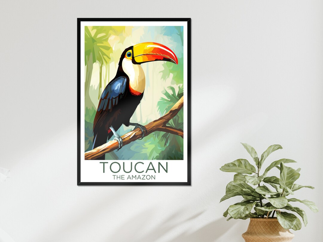 Toucan Animal Wall Art Bird Jungle Poster Macaw Home Decor Animal Lover ...
