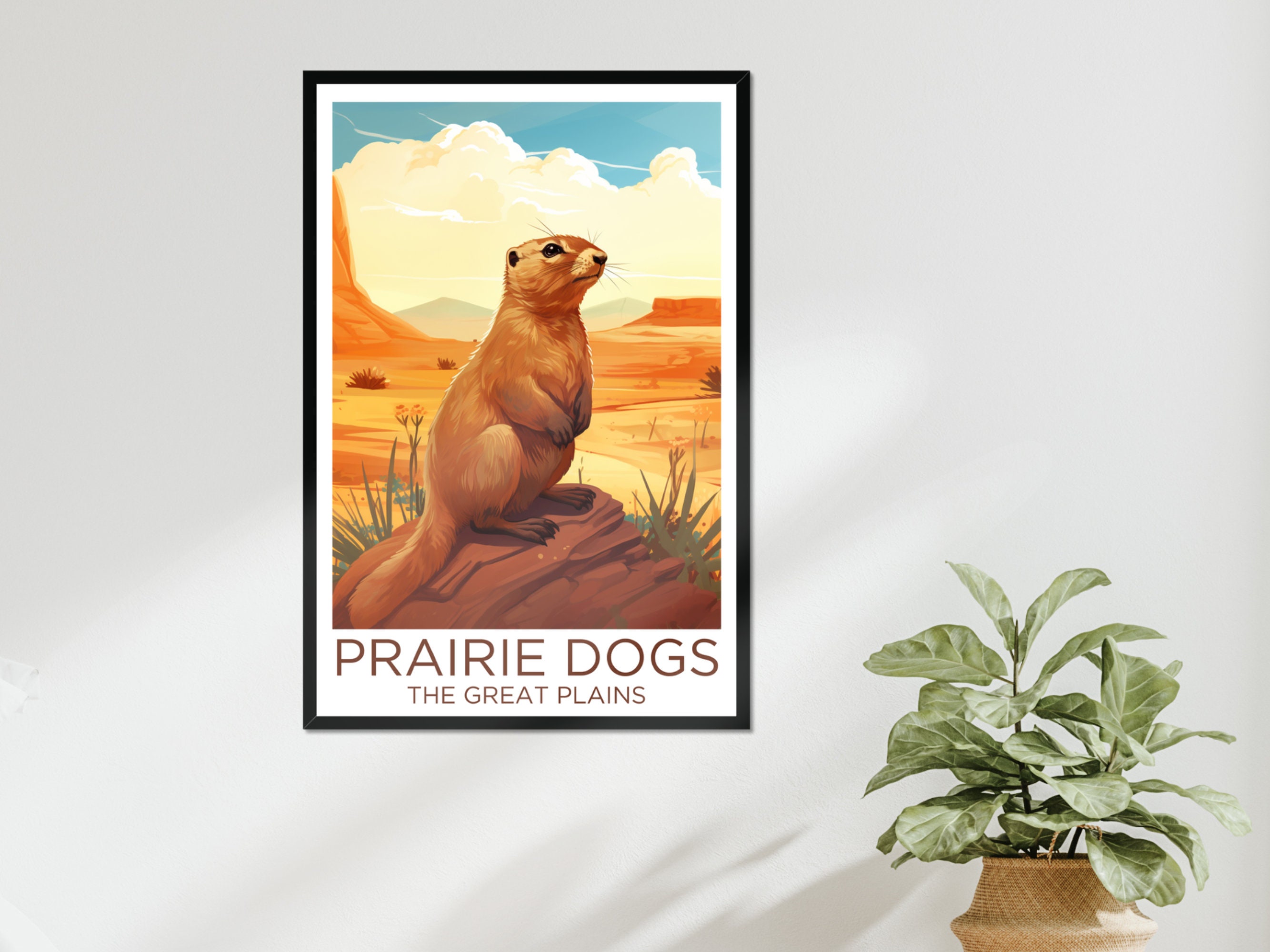 Prairie Dog Animal Wall Art Rat North America Plains Poster Home Decor ...