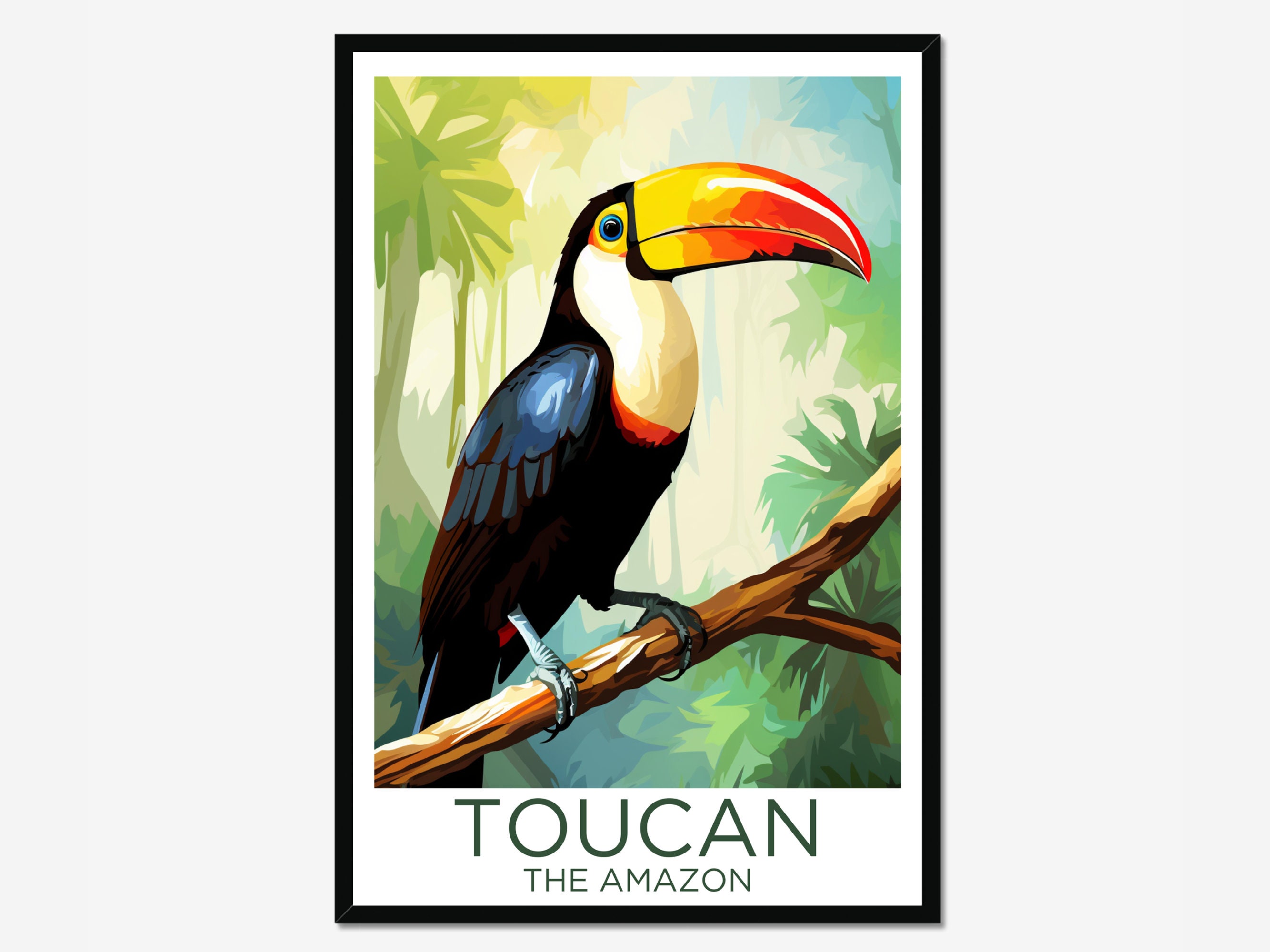 Toucan Animal Wall Art Bird Jungle Poster Macaw Home Decor Animal Lover ...