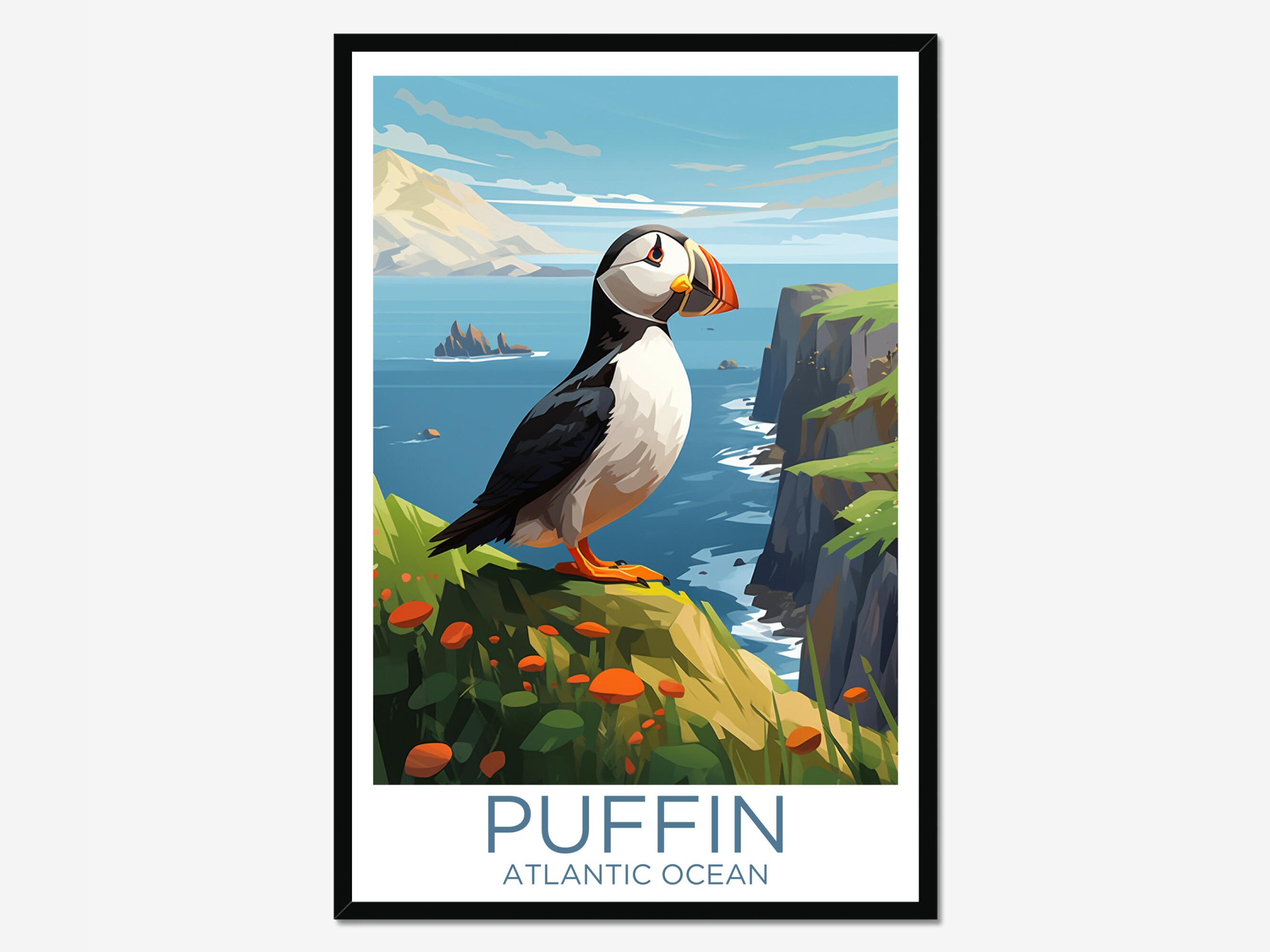 Puffin Animal Wall Art Environment Bird Zoo Atlantic Ocean Poster Home ...