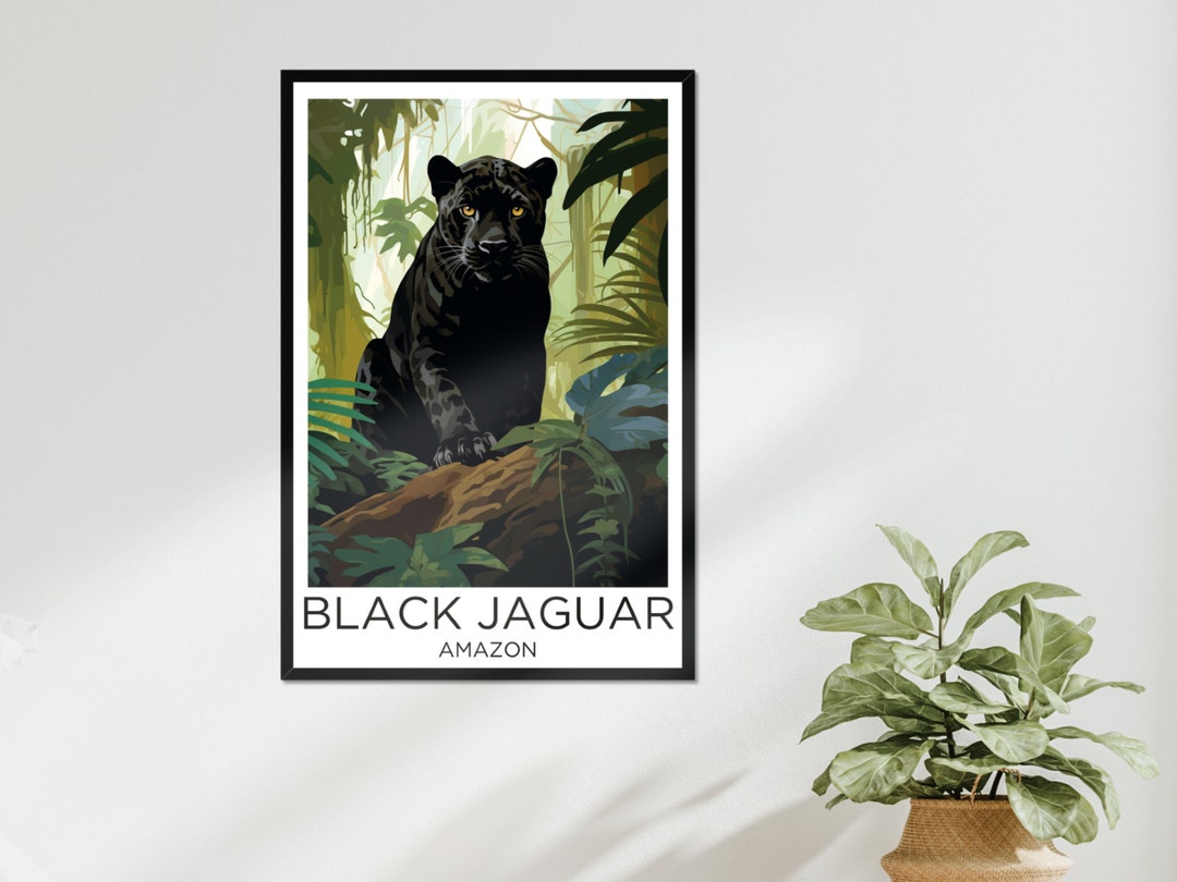 Black Jaguar Animal Wall Art Leopard Big Cat Poster Home Decor Animal ...