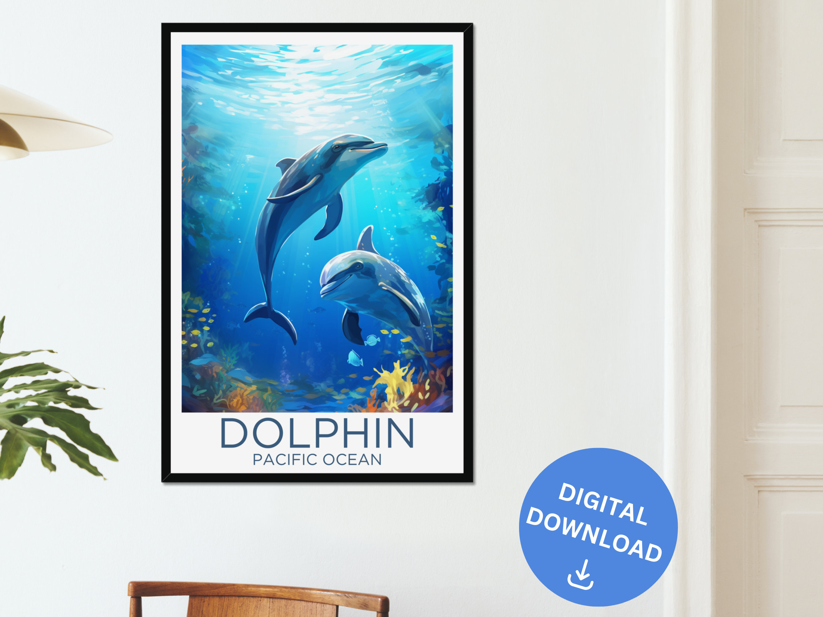 Dolphin Animal Digital Download Wall Art Fish Ocean Poster Home Decor ...