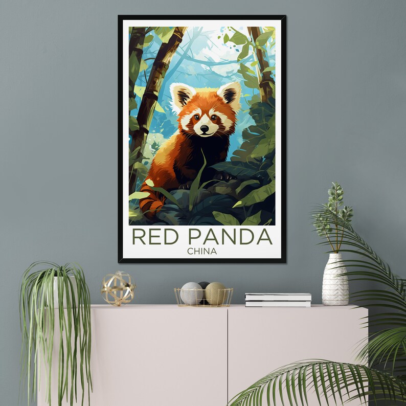 Red Panda Animal Wall Art Panda Forest Poster Home Decor Animal Lover ...