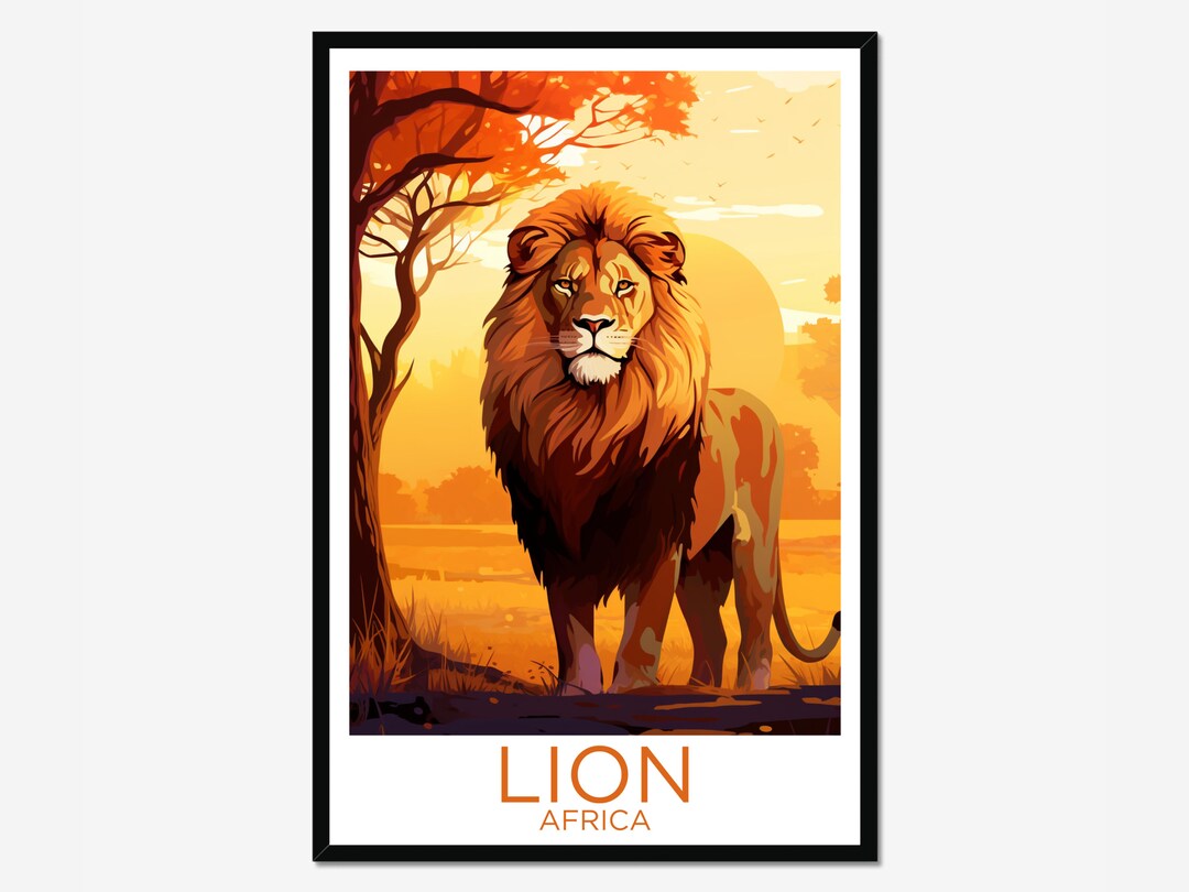 Lion Animal Wall Art Environment Serengeti Poster Home Decor Animal ...