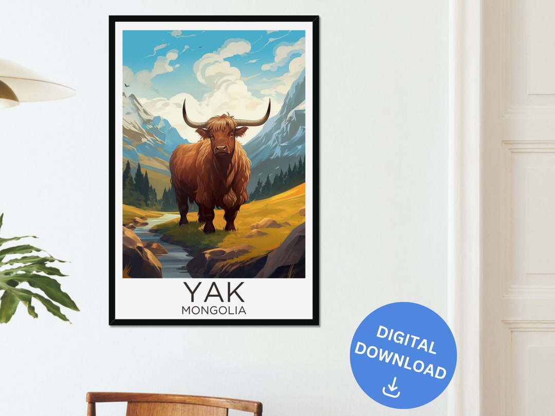 Yak Animal Digital Download Wall Art Cow Mountains Zookeeper Poster ...