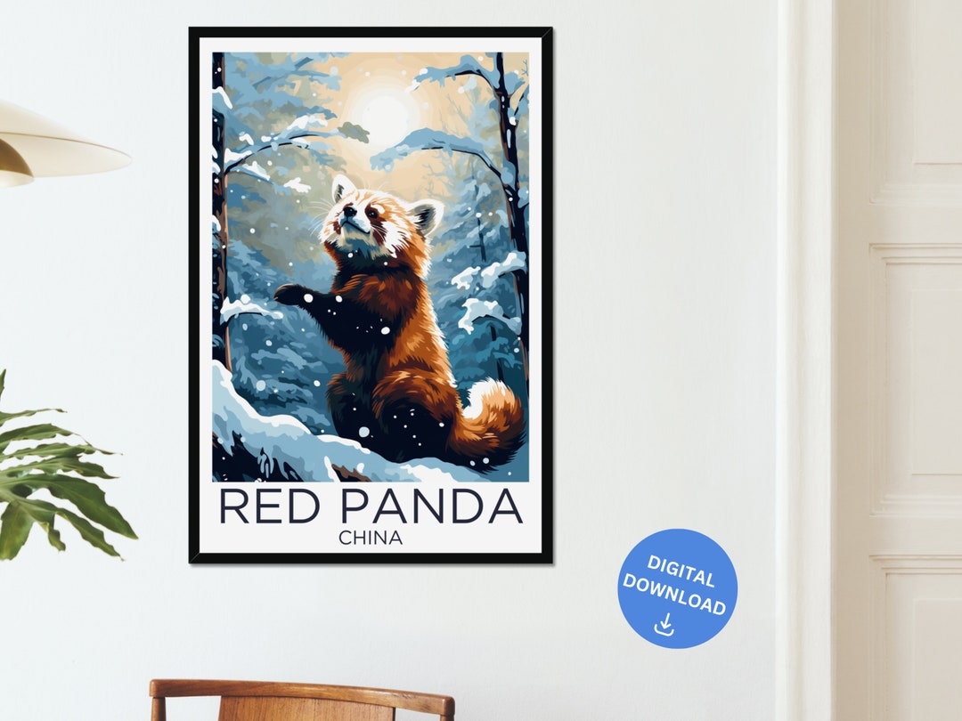 Red Panda Animal Digital Download Wall Art Zoo Bamboo Jungle Poster ...