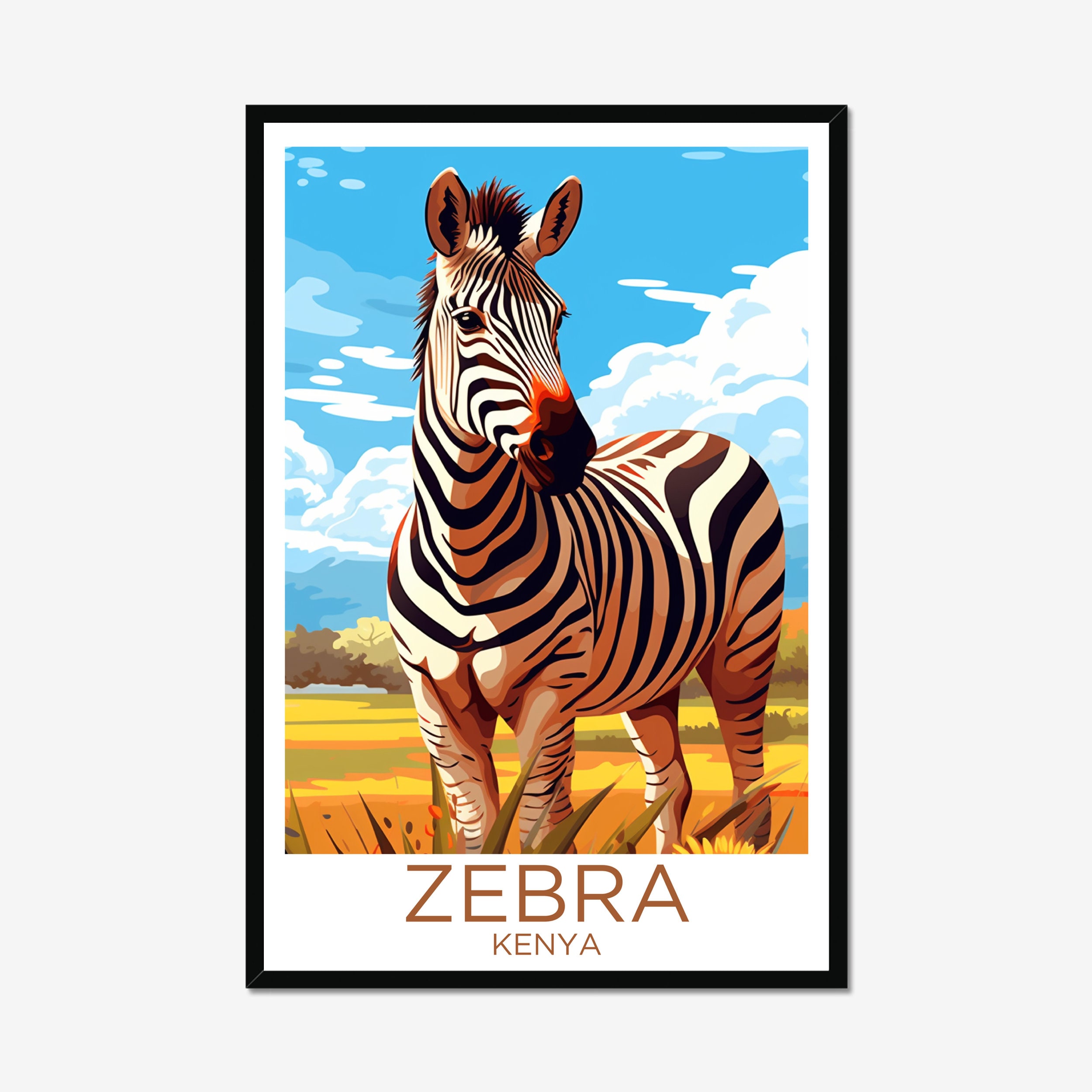 Zebra Animal Wall Art Serengeti Plains Zoo Poster Home Decor Animal ...
