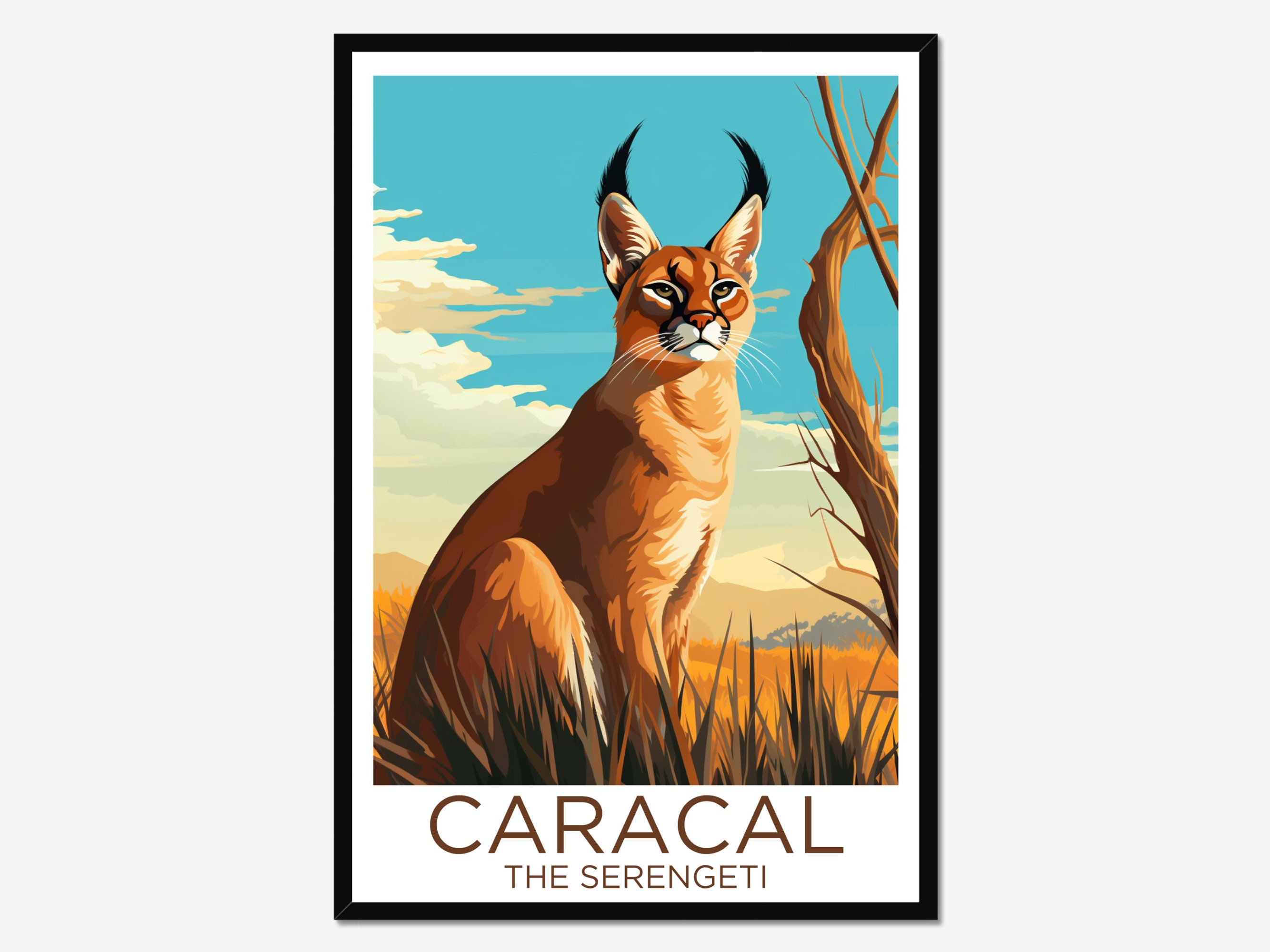 Caracal Animal Wall Art Big Cat Tanzania Poster Home Decor Animal Lover ...
