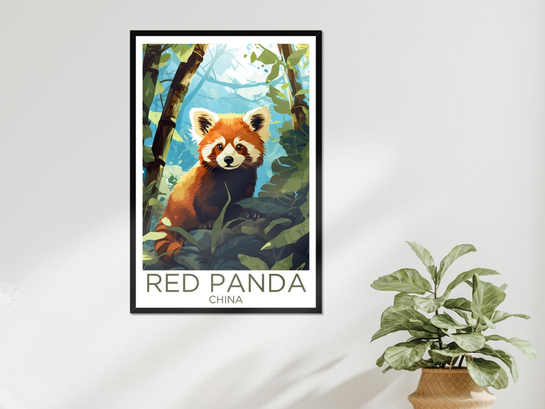 Red Panda Animal Wall Art Jungle Forest Poster Home Decor Cute Adorable ...