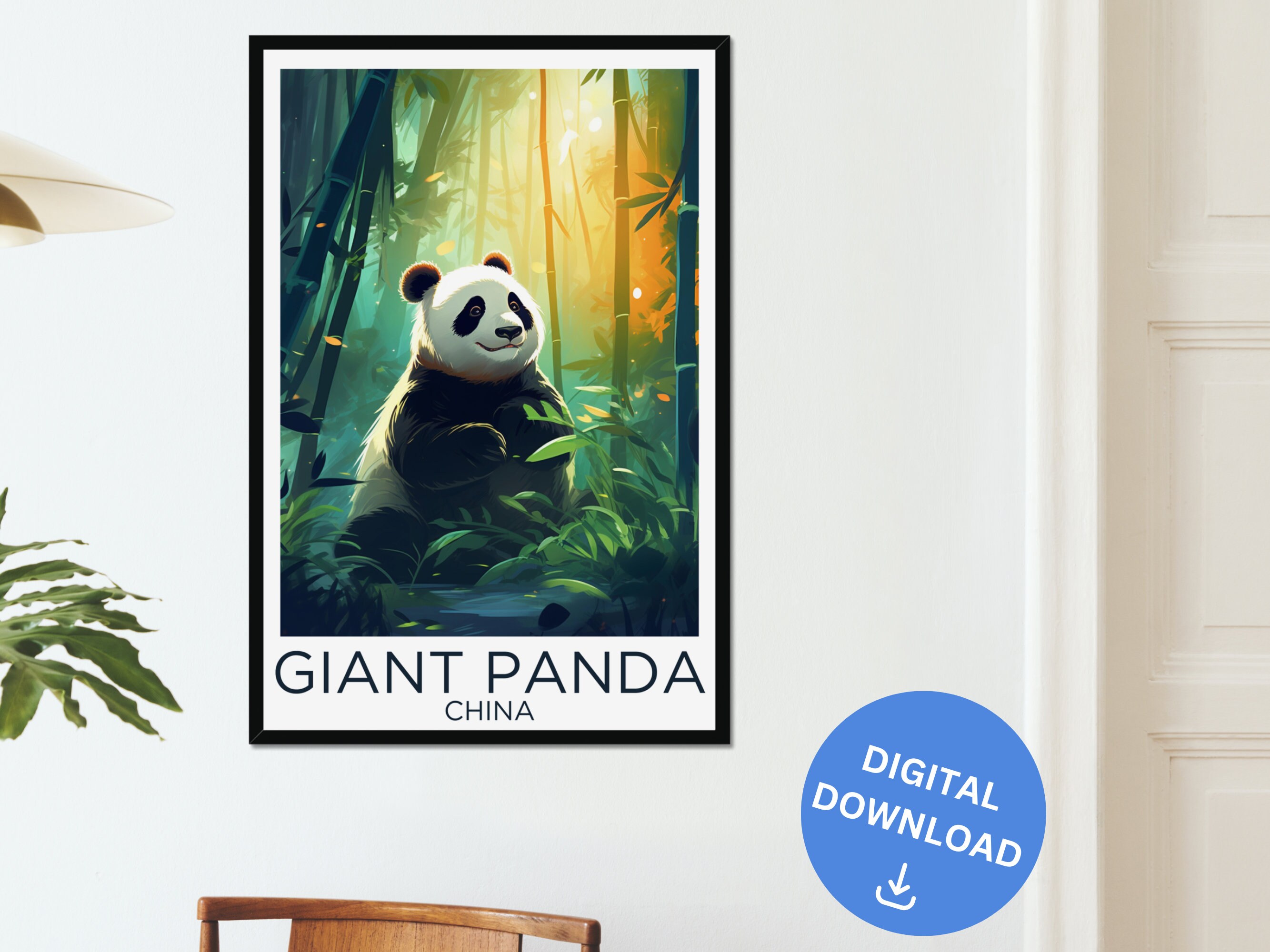 Giant Panda Animal Digital Download Wall Art Bamboo Jungle Poster Home ...