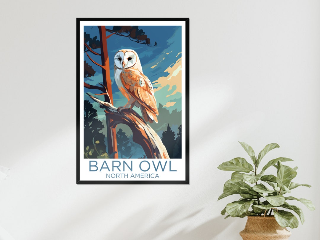 Barn Owl Animal Wall Art Bird Forest Eagle Poster Home Decor Hawk ...