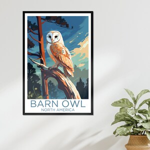 Barn Owl Animal Wall Art Bird Forest Eagle Poster Home Decor Hawk ...