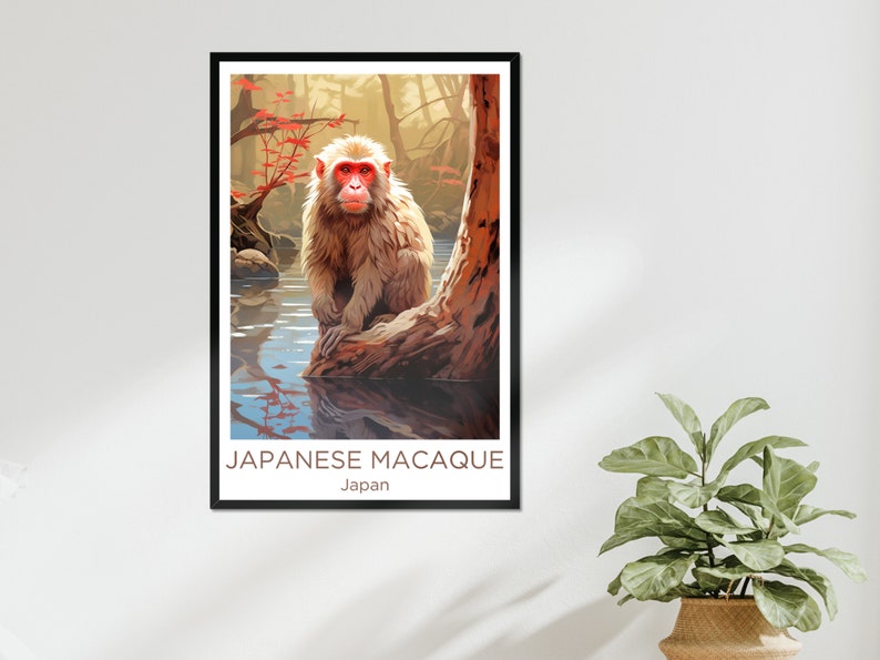 Japanese Macaque Animal Wall Art Monkey Jungle Poster Home Decor Animal ...