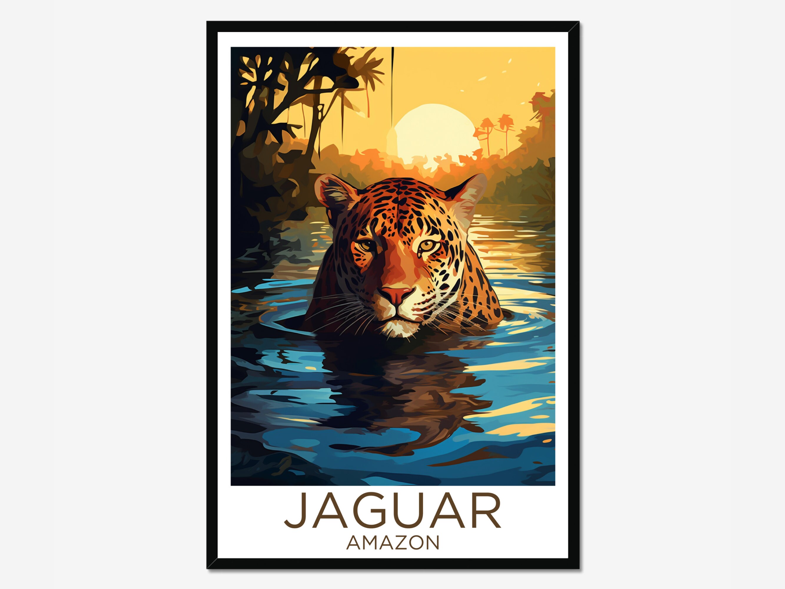 Jaguar Animal Wall Art Big Cat Jungle Poster Leopard Home Decor Animal ...