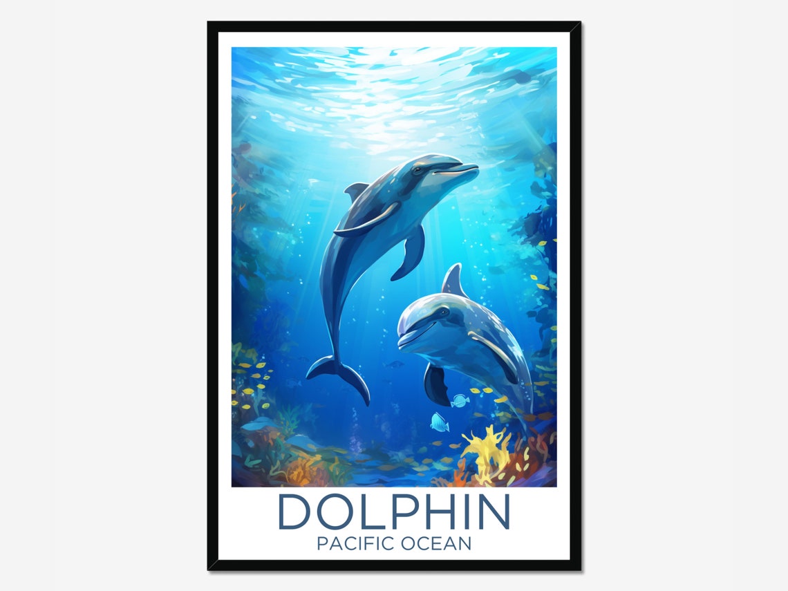 Dolphin Animal Digital Download Wall Art Fish Ocean Poster Home Decor Animal Lover Wall Decor ...