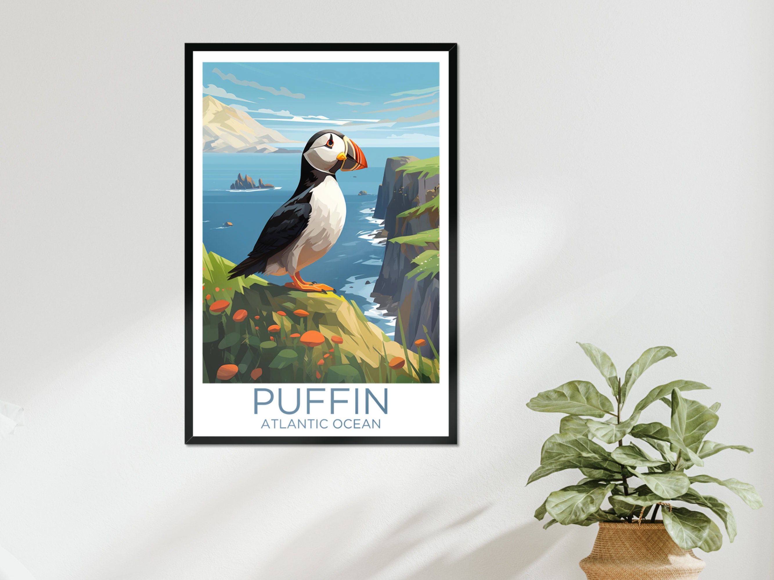 Puffin Animal Wall Art Environment Bird Zoo Atlantic Ocean Poster Home ...