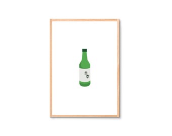 Modern Korean Soju Poster Korean Alcohol Print Green Printable Wall Art ...