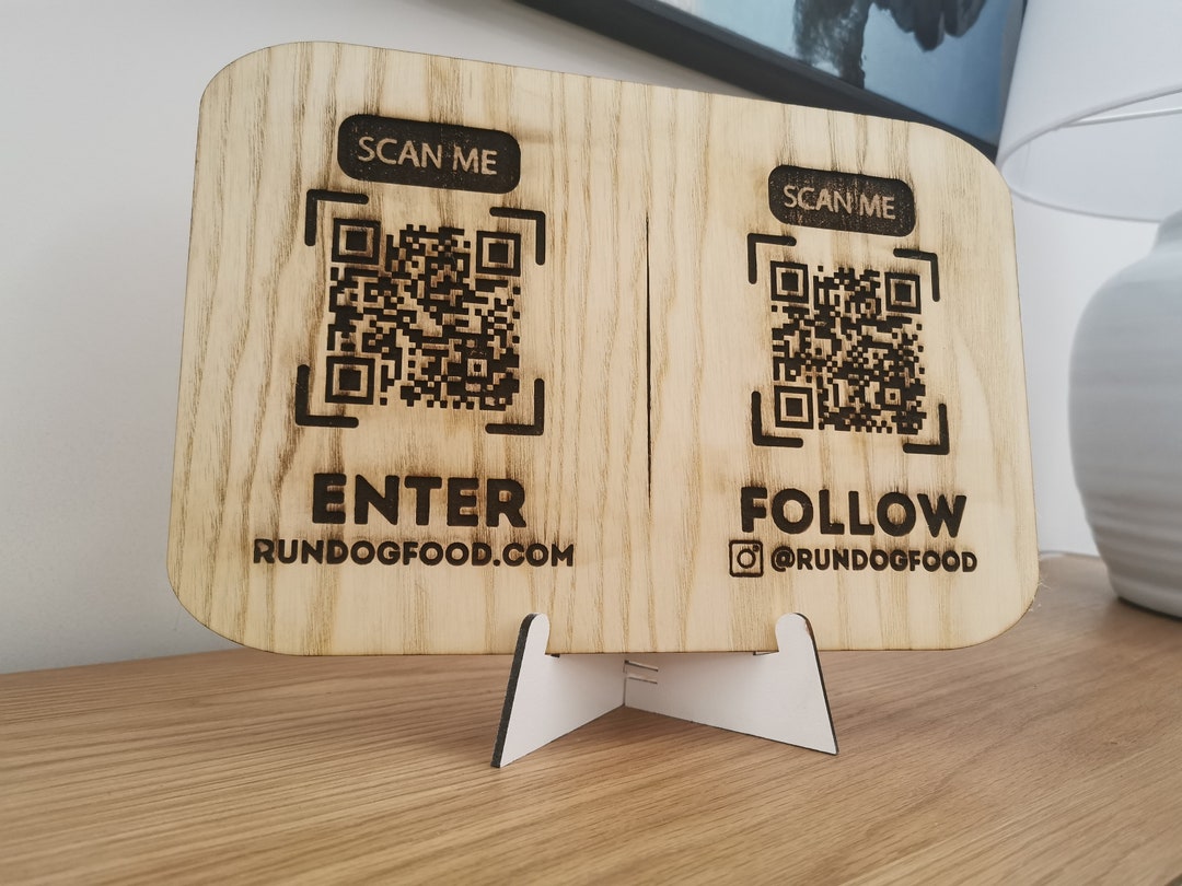 Custom QR Code Sign. Bespoke With Stand 250cm X 190cm Ash Wood - Etsy