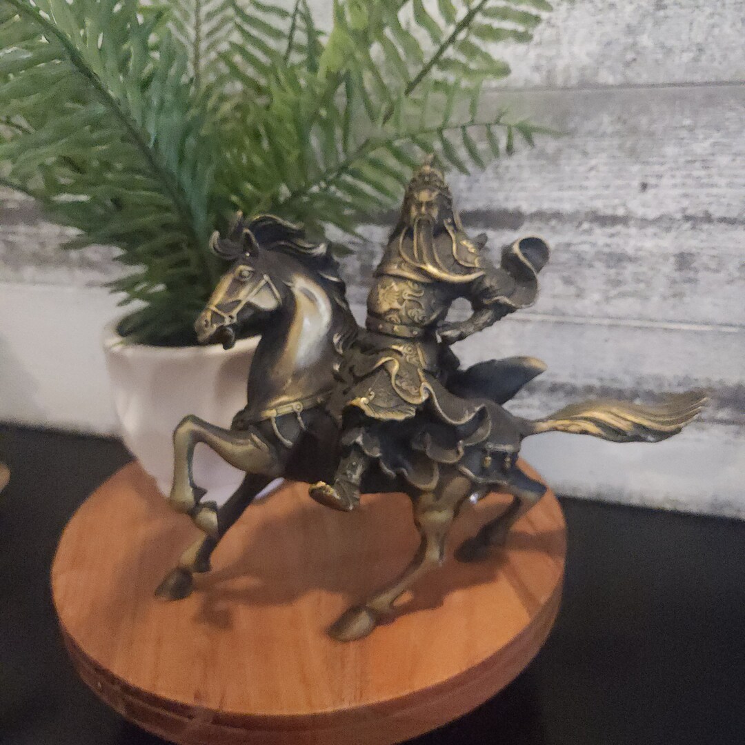 SOLID Brass Guan-gong Chinese Statue Riding Horse - Etsy