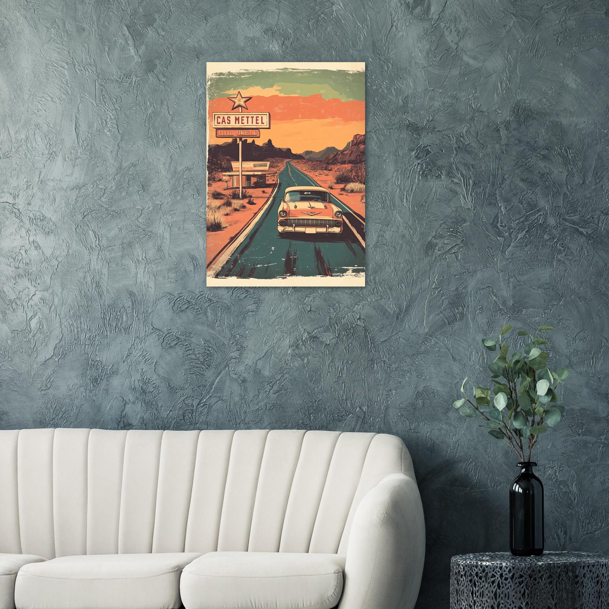 Retro Roadtrip Premium Poster – Vintage Car Wall Art, Route 66 Art ...