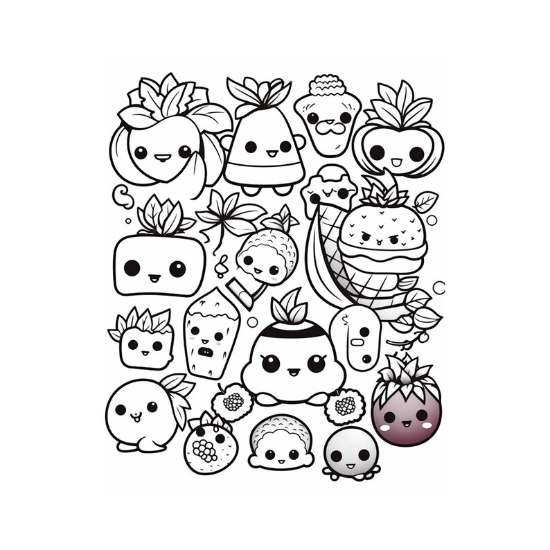 50 Kawaii Coloring Pages for Kids, Adorable ,cute Kawaii Coloring Book ...