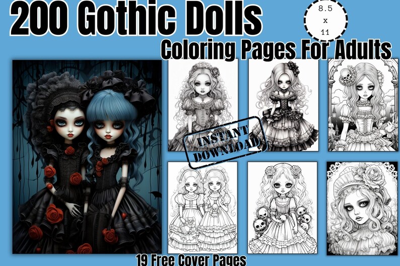 200 Gothic Dolls Coloring Pages - Etsy