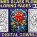 100 Stained Glass Flower Coloring Pages for Children and Adults/digital ...