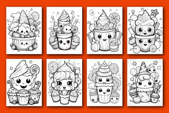 91 Sweet Kawaii Candy Coloring Pages, Printable PDF Sheet, Instant ...