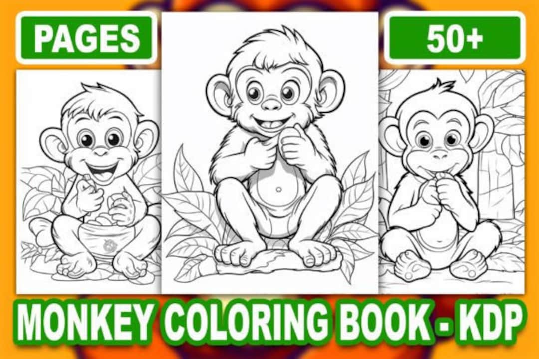 50+ Beautiful Monkey Coloring Pages for Adults and Children - Etsy