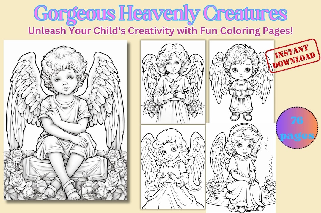 70 Beautiful Angels Coloring Book Pages - Etsy