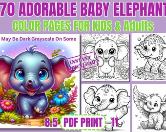 Elephant Coloring Pages, Baby Elephants, Digital Download - Etsy