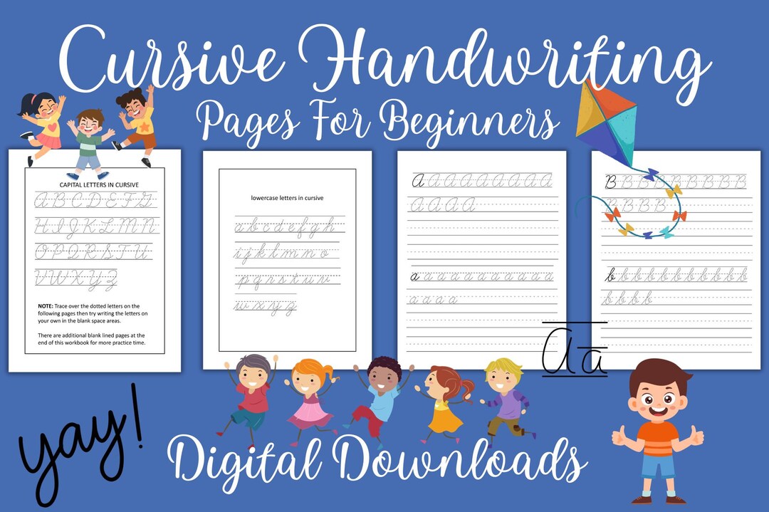 28 Cursive Handwriting Pages for Beginners From A to Z - Etsy