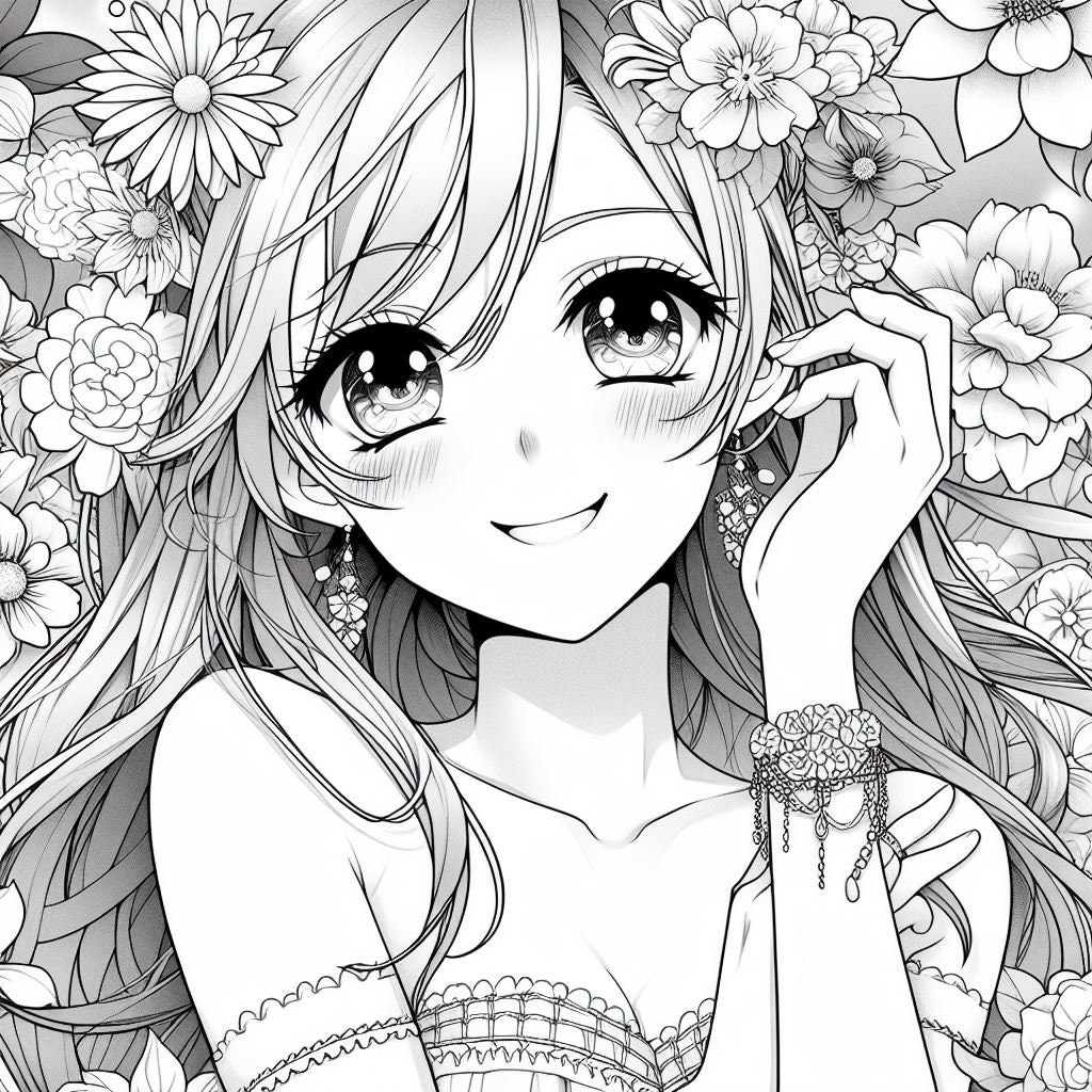 Enchanting Anime Girls Coloring Pages - Etsy