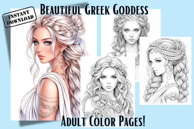 Beautiful Greek Goddess Coloring Pages for Adults - Etsy