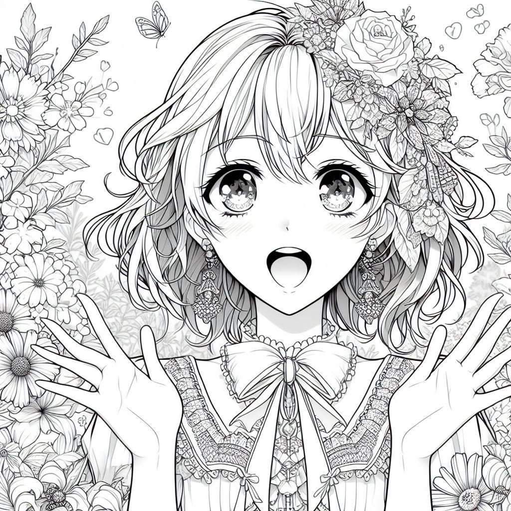 Enchanting Anime Girls Coloring Pages - Etsy