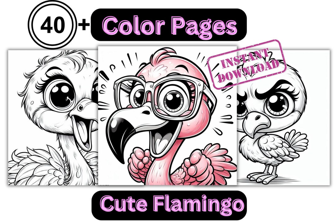 40+ Cute Flamingo Coloring Pages for Fun - Etsy