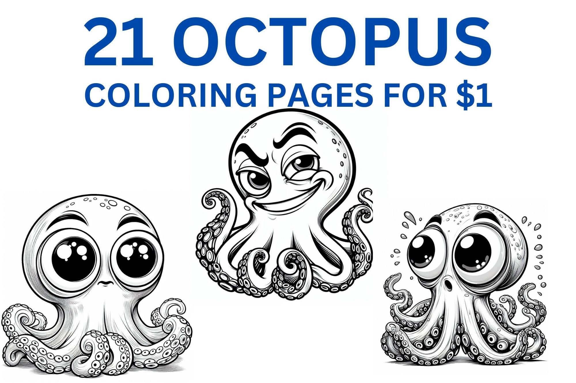 21 Octopus Coloring Pages for 1.00 - Etsy