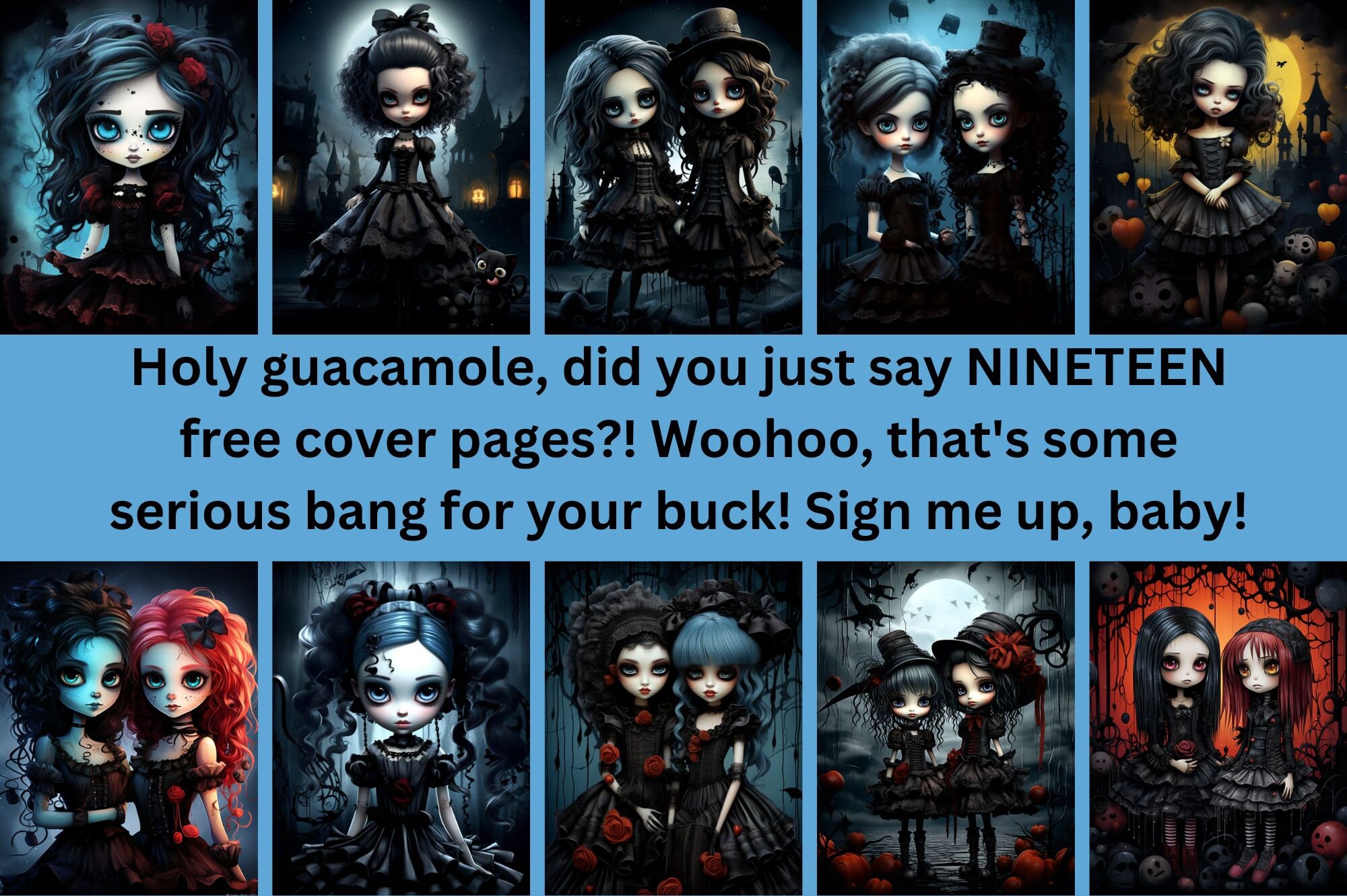 200 Gothic Dolls Coloring Pages - Etsy