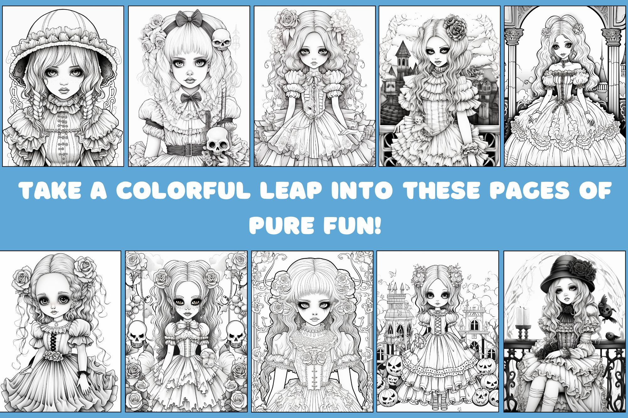 200 Gothic Dolls Coloring Pages - Etsy
