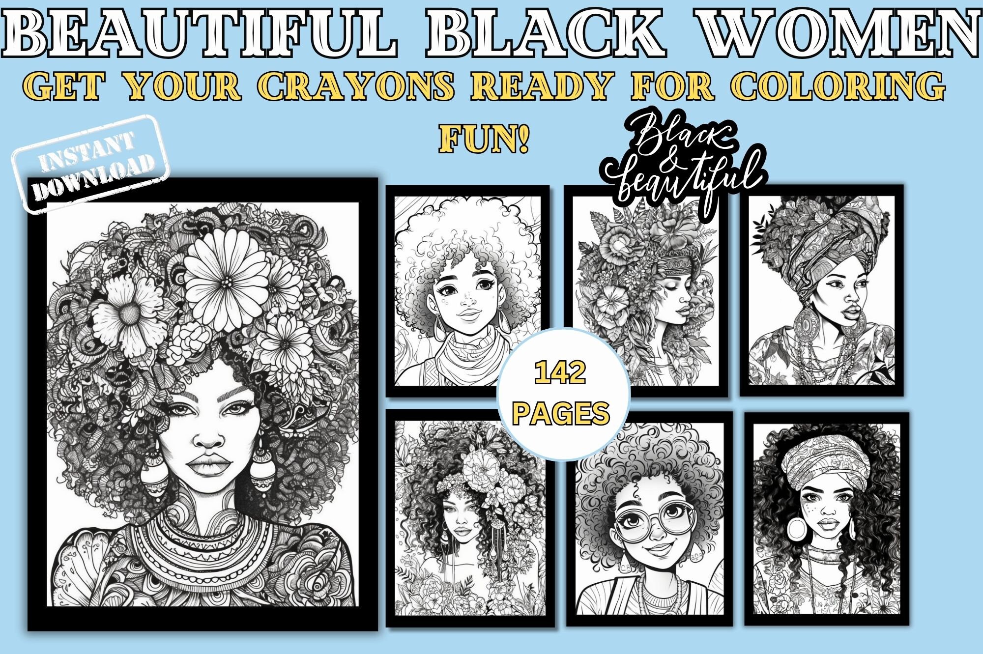 140+beautiful Black Women Coloring Pages/coloring Book/digital Download ...