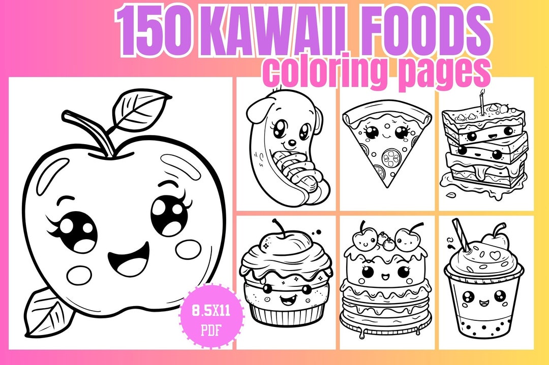 150 Cute Kawaii Food Coloring Pages - Etsy