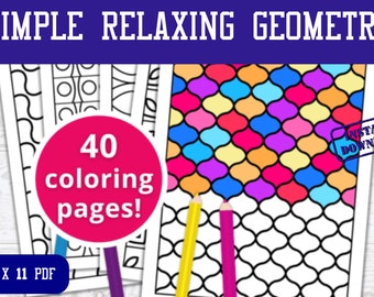 Set of 33 Printable Coloring Pages With Geometric Designs, Kids and ...