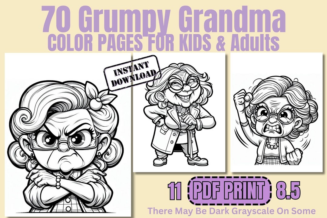 70 Grumpy Grandma Coloring Pages - Etsy